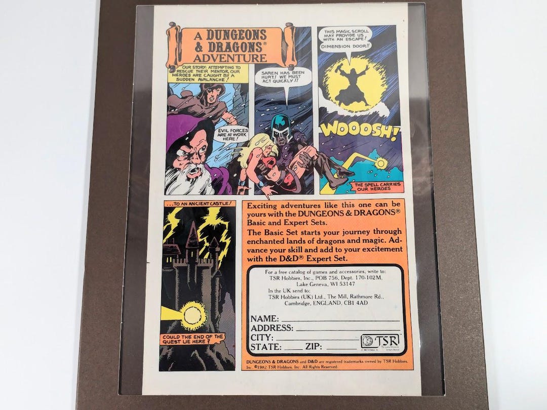 1982 Dungeons & Dragons Laminated Ad Framed Vintage RPG Game Decor Art ...
