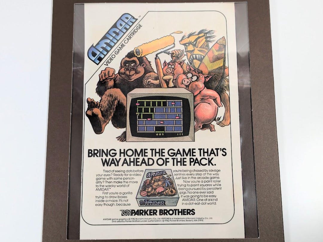 Amidar 1982 Video Game Cartridge Laminated Vintage Ad Framed Retro ...
