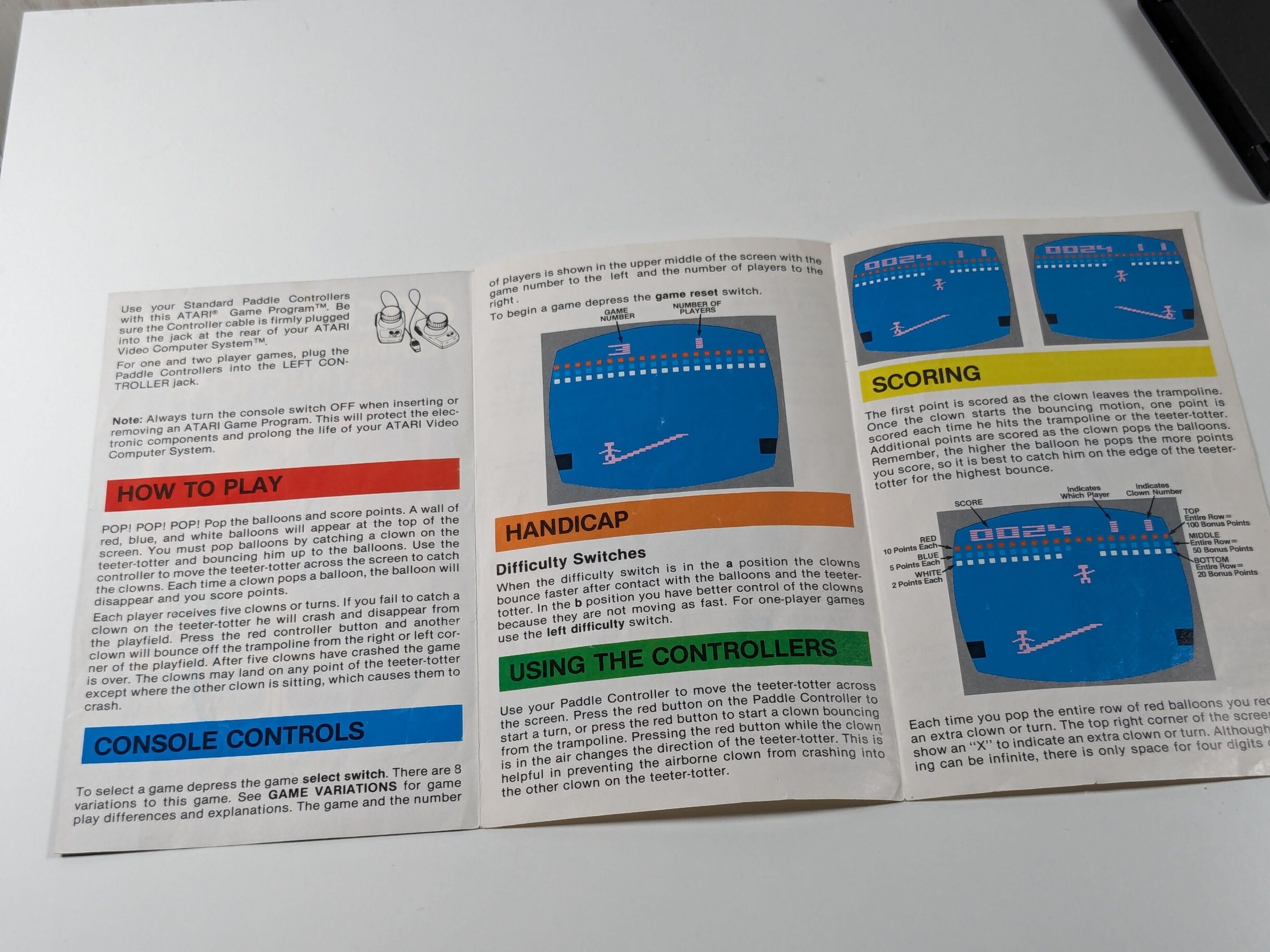 Circus Atari Game for Atari 2600 With Manual/instructions Booklet ...