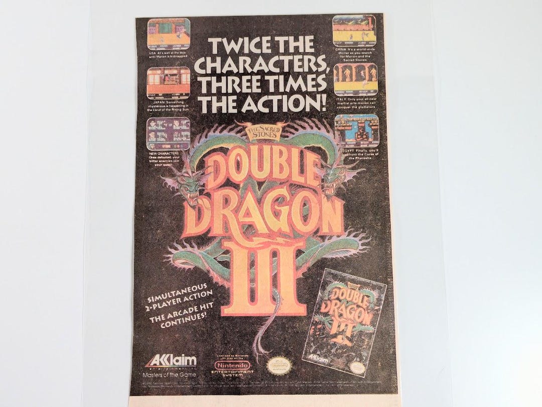 Double Dragon III 1990 Vintage Game Ad - Retro NES Video Game ...
