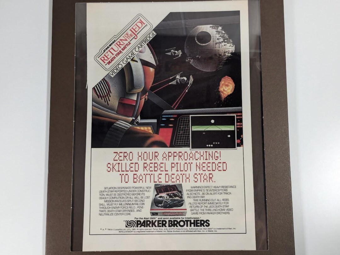 1983 Star Wars Return of the Jedi Atari 2600 Ad Framed - Classic Gamer ...