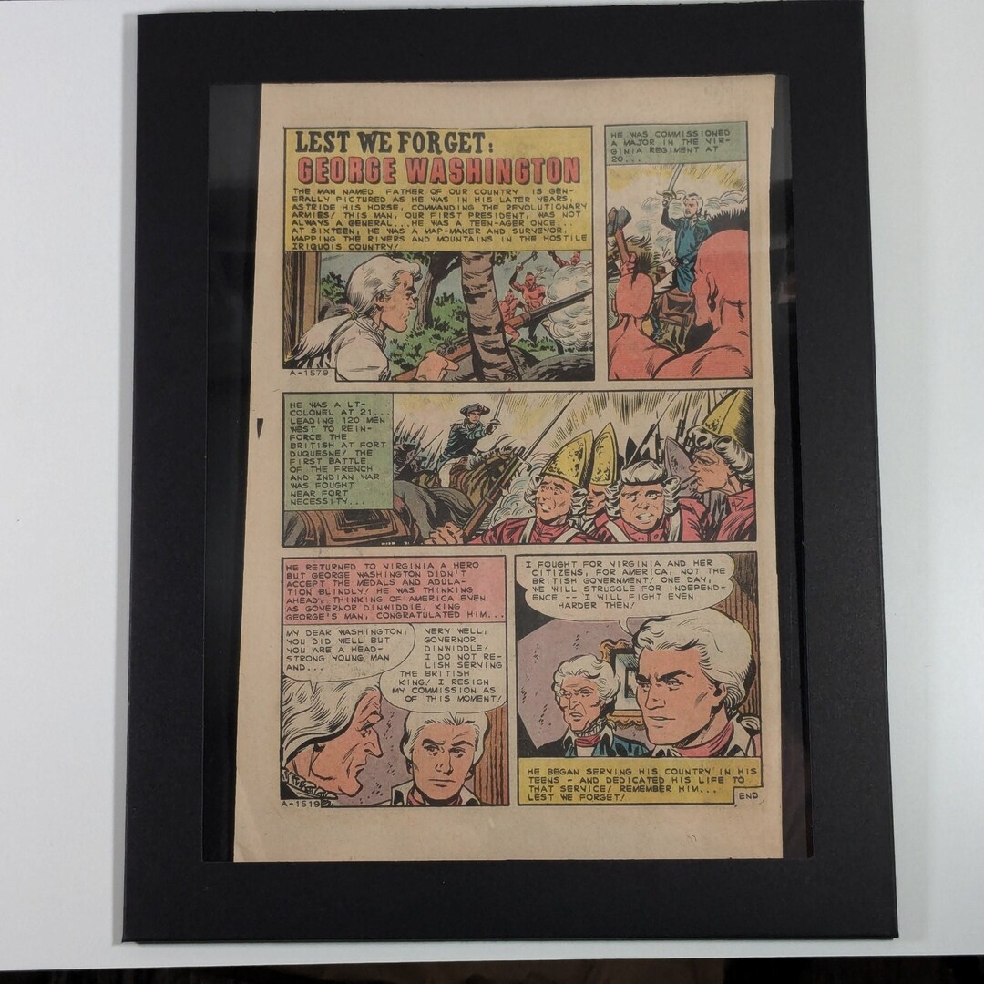 Framed Lest We Forget George Washington Vintage Comic Book Ad Original ...
