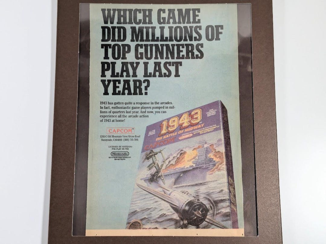 1943 the Battle of Midway Nintendo NES Capcom Game Ad - Framed Vintage ...