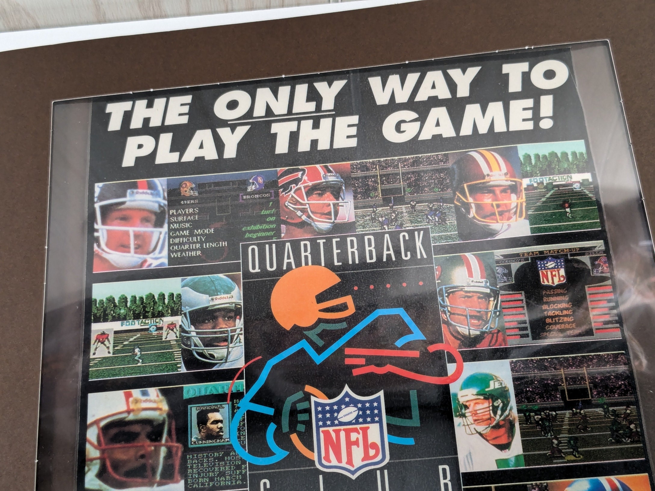Vintage 1993 Framed Laminated NFL Quarterback Club Advertisement ...