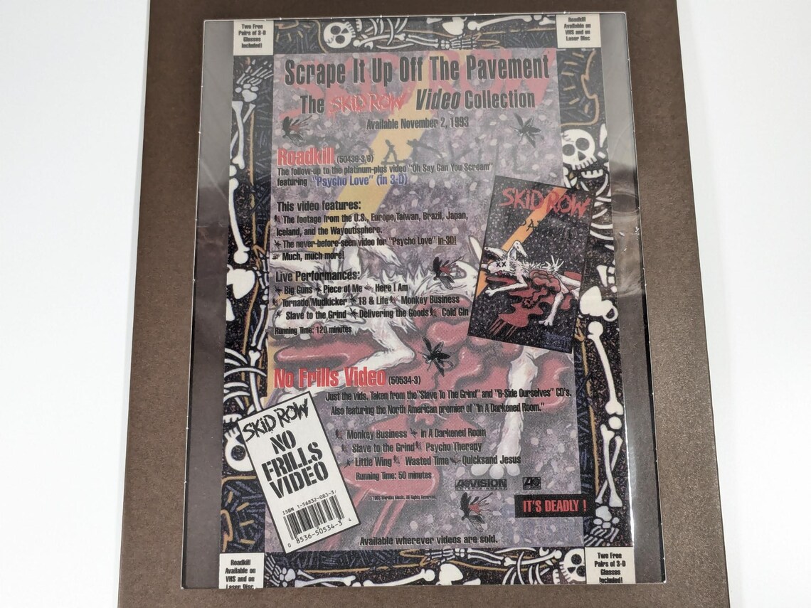 Skid Row Laminated Video Collection Ad 1993 - Vintage Rock Music ...
