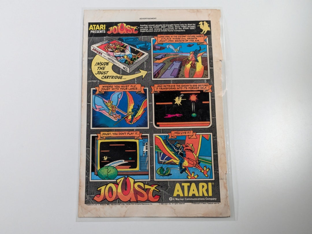 1980s Joust Video Game for Atari 2600 Advertisement - Laminated From ...