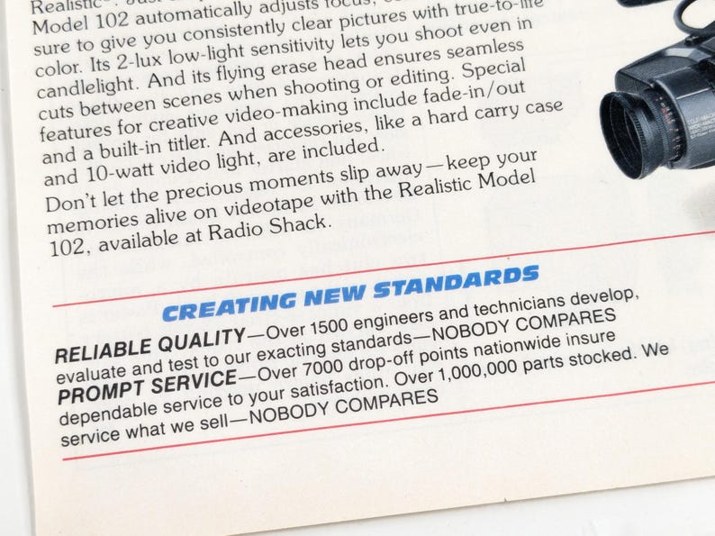 Vintage 1990 Radio Shack VHS Camcorder Ad | Realistic 8:1 Zoom ...