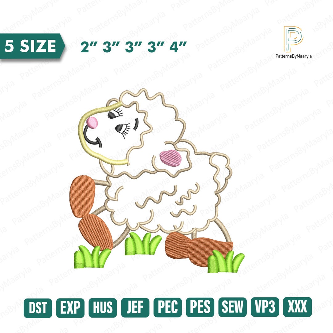 Sheep Embroidery Design, Lamb Embroidery Designs, Baby Sheep Silhouette ...