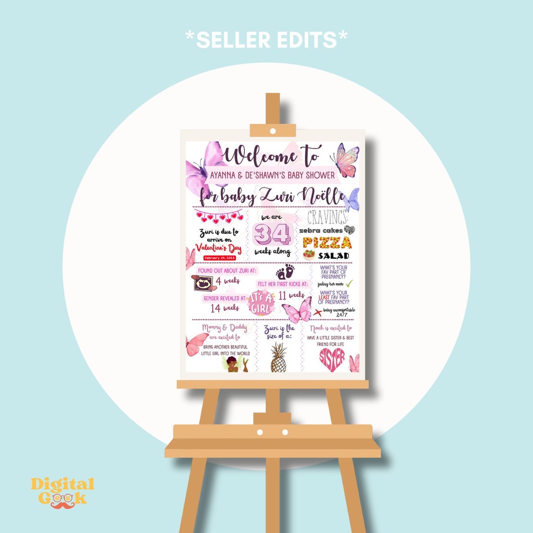 Editable* Baby Update Board Design, Unisex, Made to Order, Party Favor ...