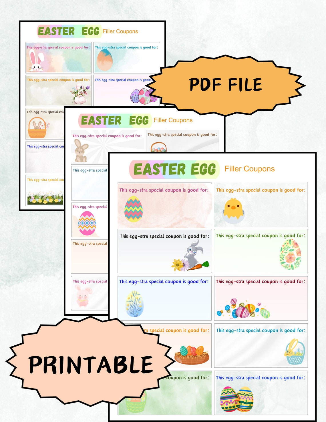 Easter Egg Coupons, Easter Egg Tokens for Kids, Easter Egg Filler ...