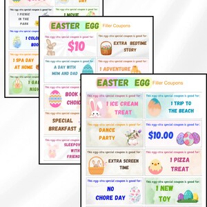 Easter Egg Coupons, Easter Egg Tokens for Kids, Easter Egg Filler ...