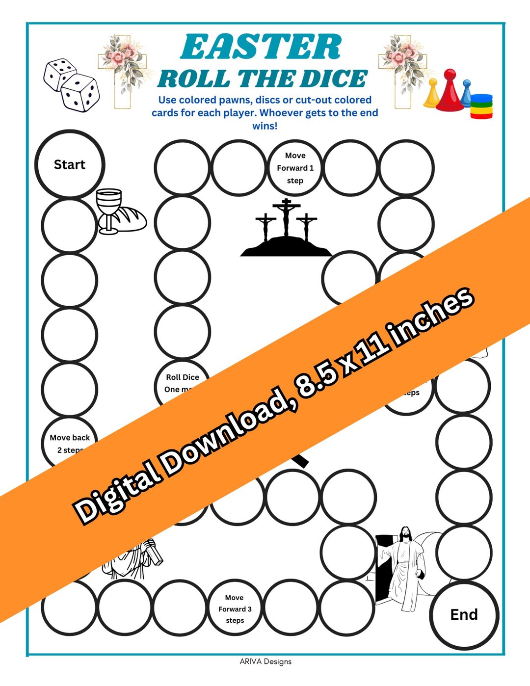 Roll the Dice Easter Game, Easter Bible Games, Easter Games, Easter ...