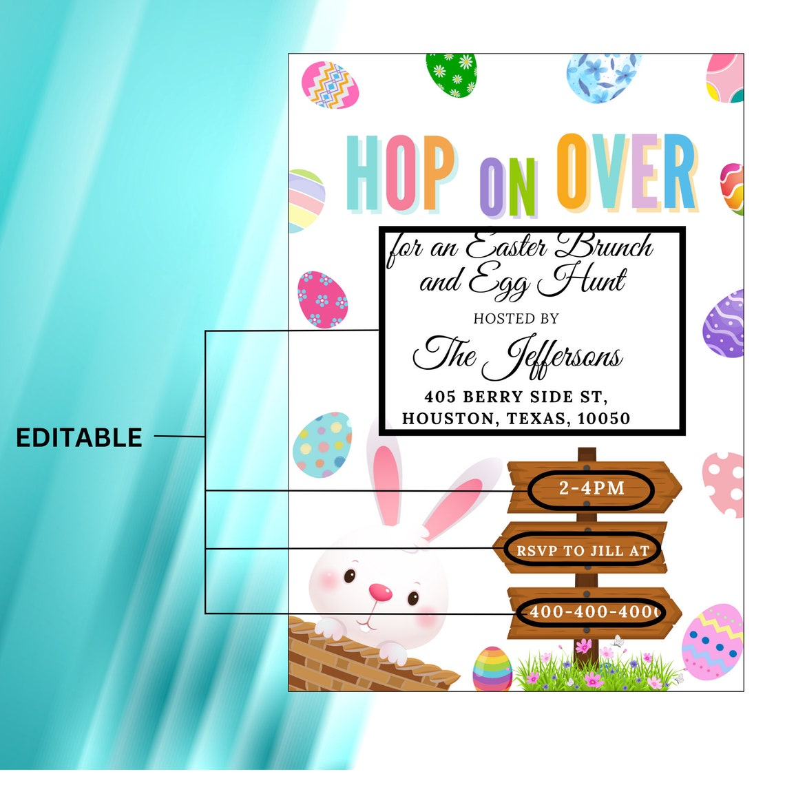 Editable Easter Egg Invitation Card, Mobile Easter Egg Invitation ...