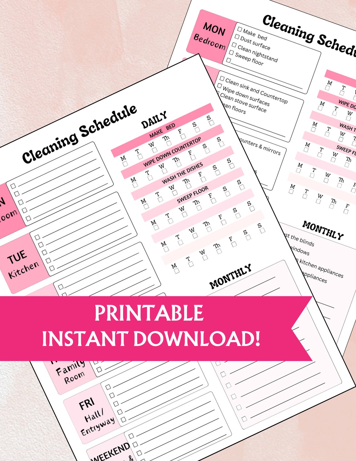 Printable Cleaning Routine, Fillable Cleaning Schedule, Instant Digital ...