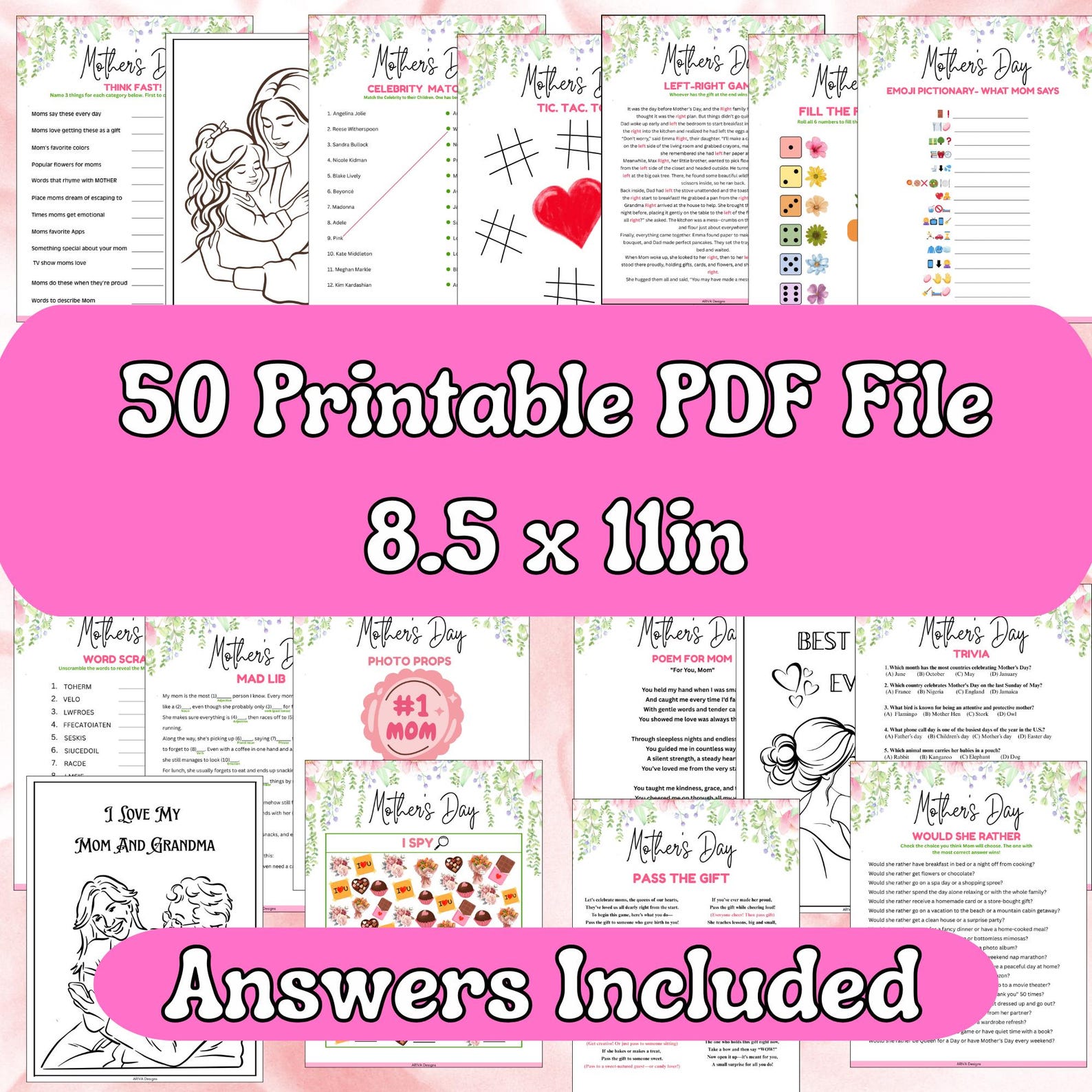 Mother's Day Games, Mothers Day Games, Mothers Day Party Game, Mothers ...