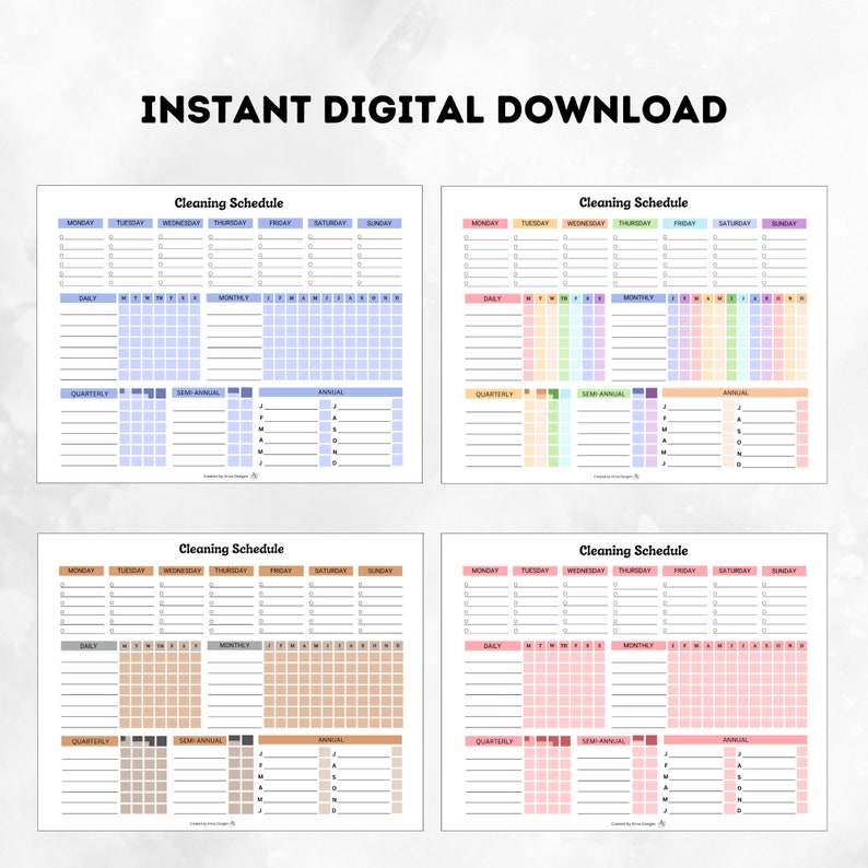 Cleaning Schedule, Fillable Cleaning Schedule, Instant Digital Download ...