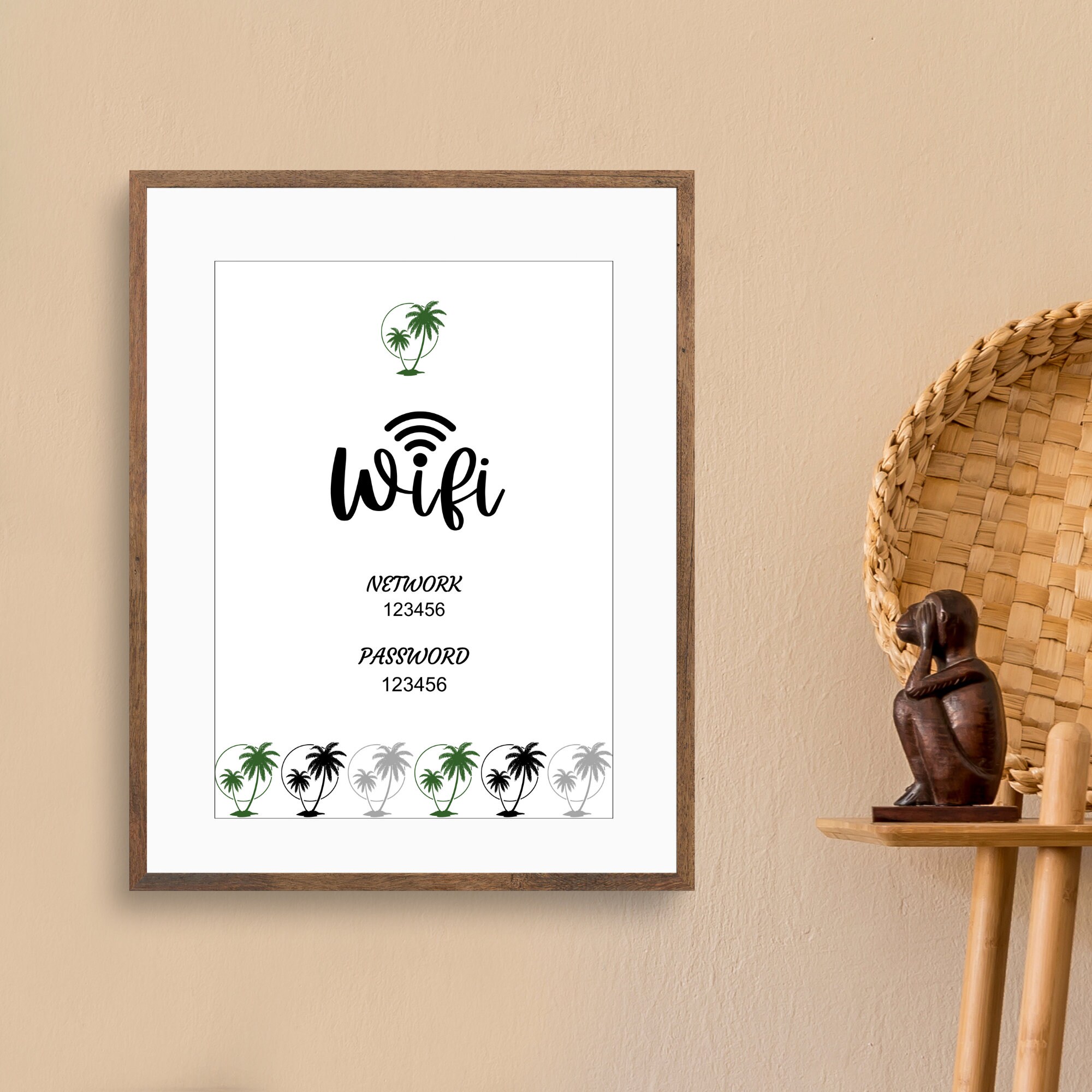 Wifi Sign, Tropical Printable Wifi Sign, Editable Texts, Instant ...