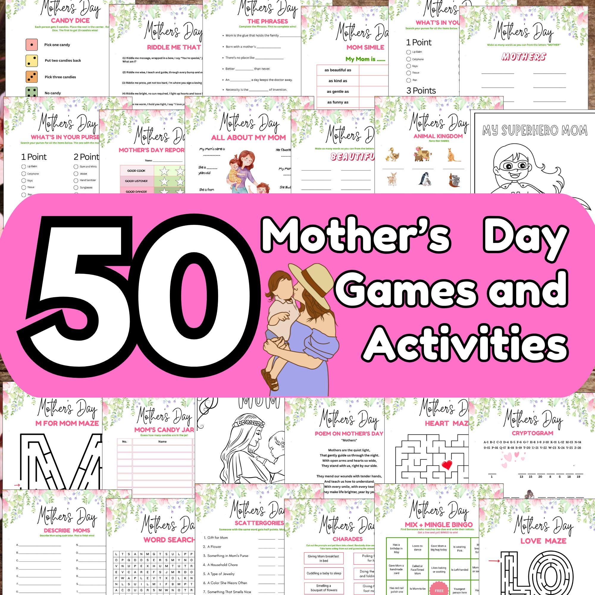 Mother's Day Games, Mothers Day Games, Mothers Day Party Game, Mothers ...