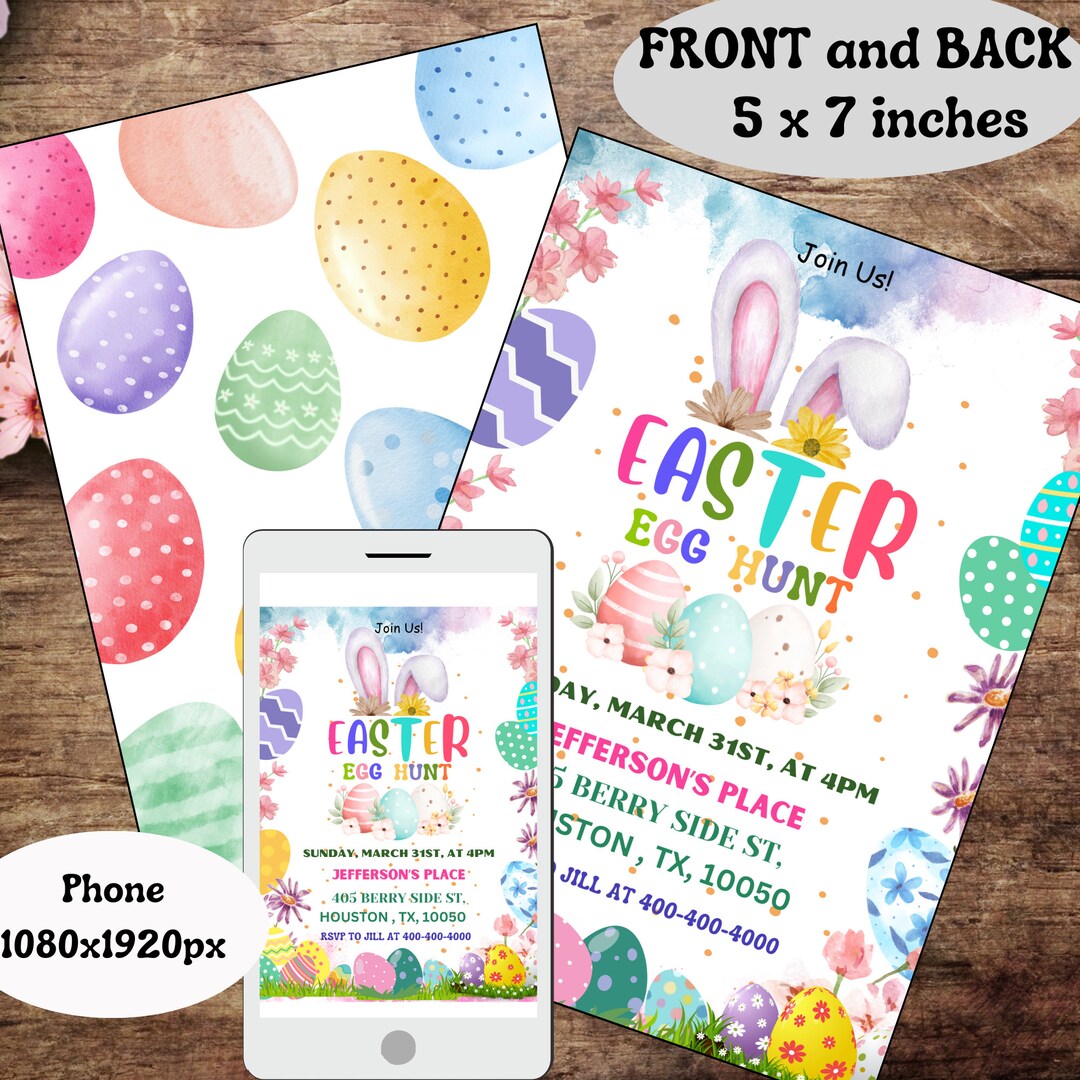 Editable Easter Egg Invitation Card, Mobile Easter Egg Invitation ...