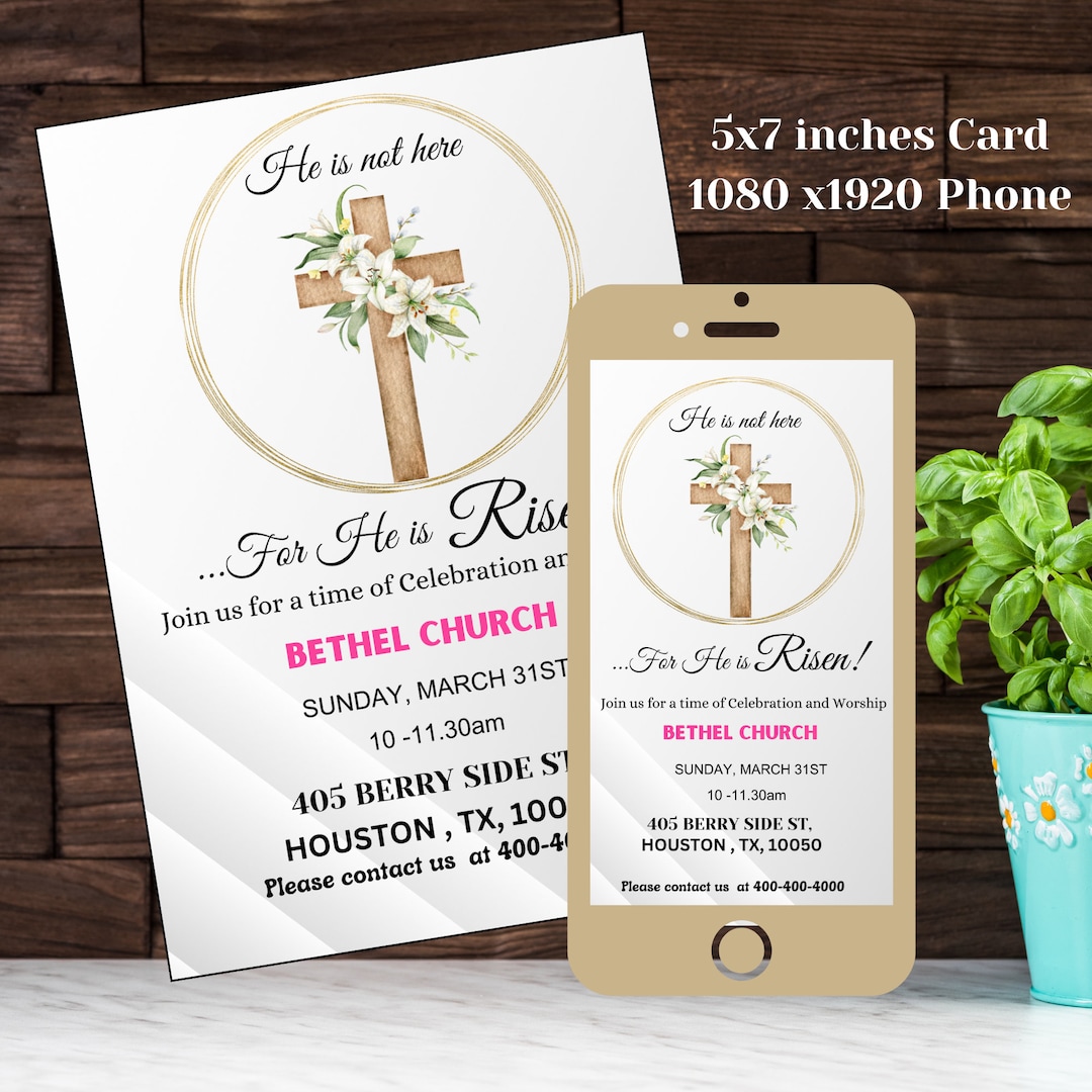 Editable Easter Invitation Card, Church Invitation Card, Easter ...
