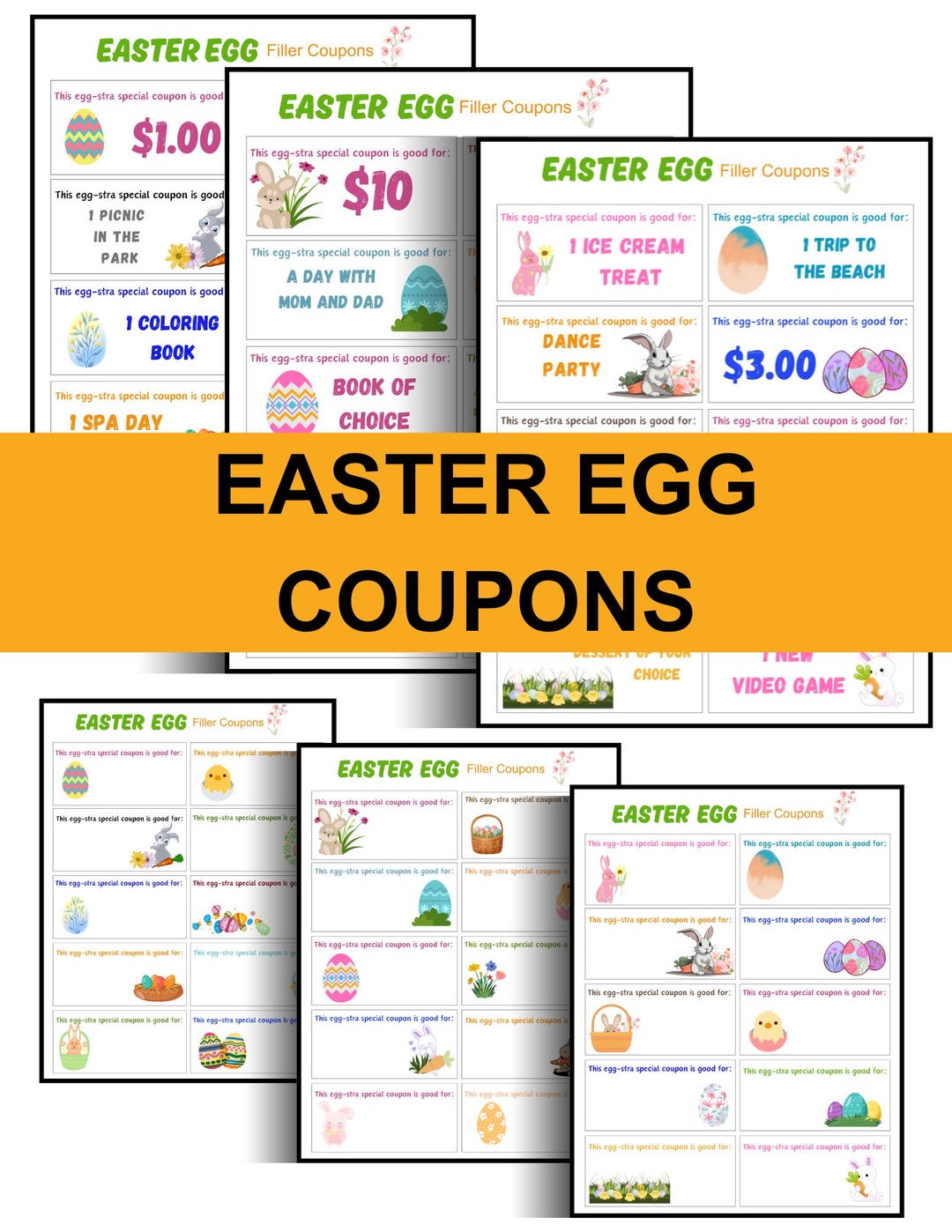 Easter Egg Coupons, Easter Egg Tokens for Kids, Easter Egg Filler ...