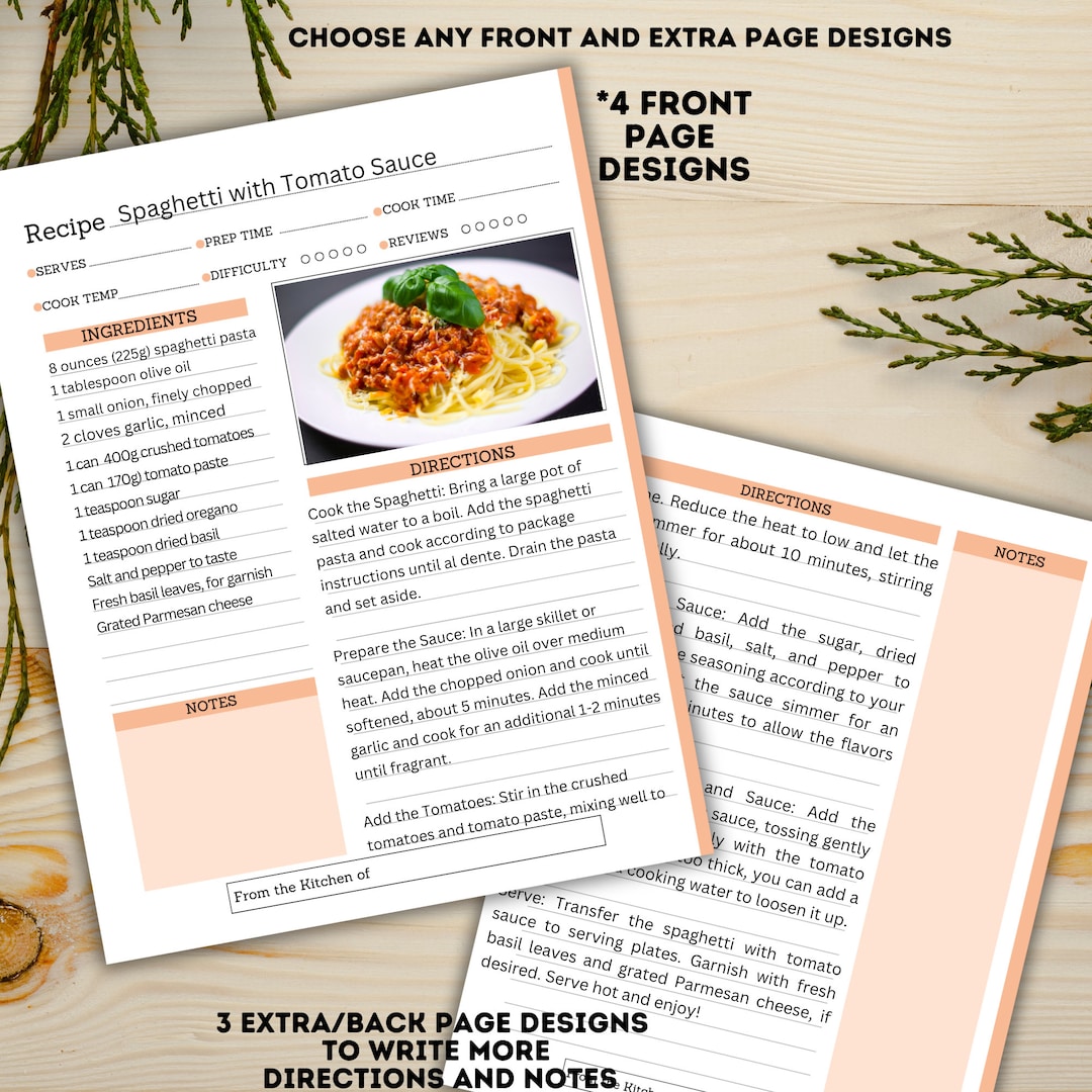 Printable Recipe Page, Fillable Printable Recipe Sheet, Goodnotes ...