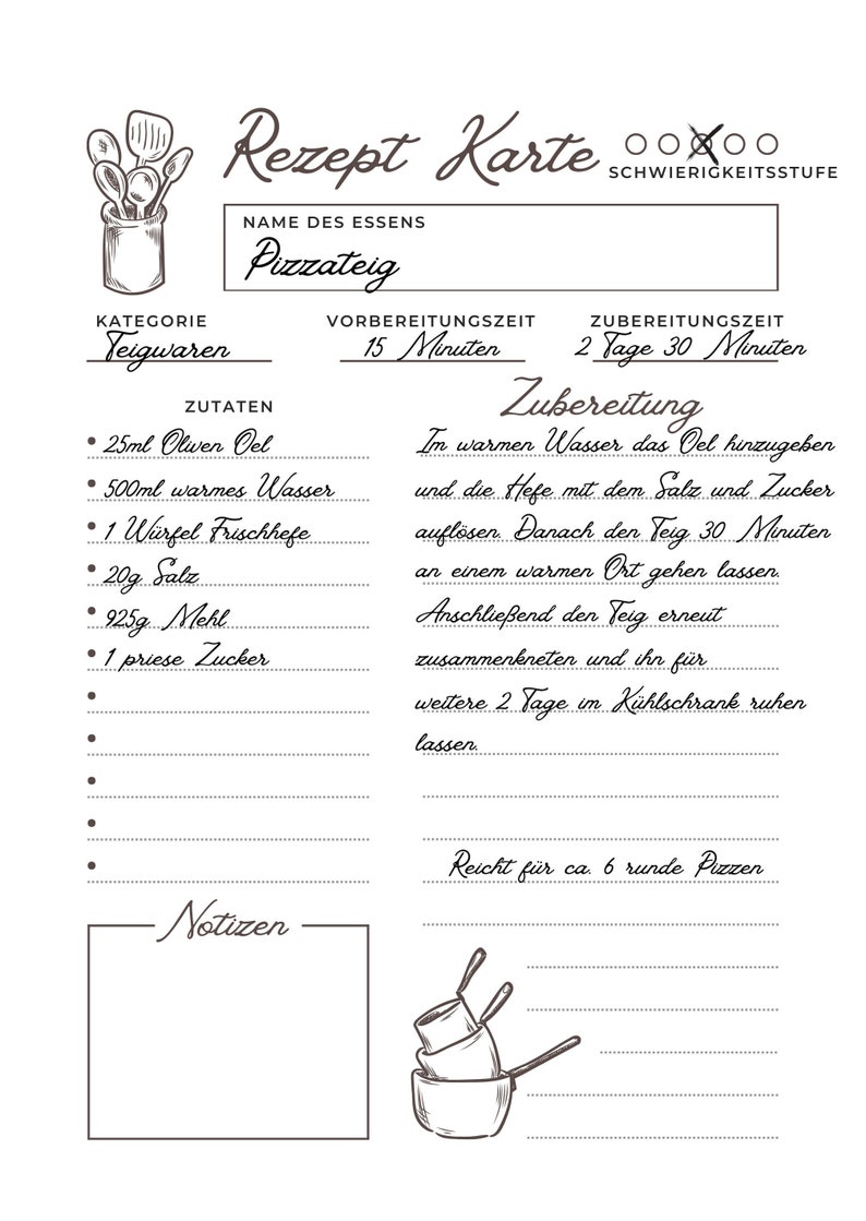 Rezeptbuch Vorlage | Rezept | zum selber Ausdrucken | PDF - Etsy.de