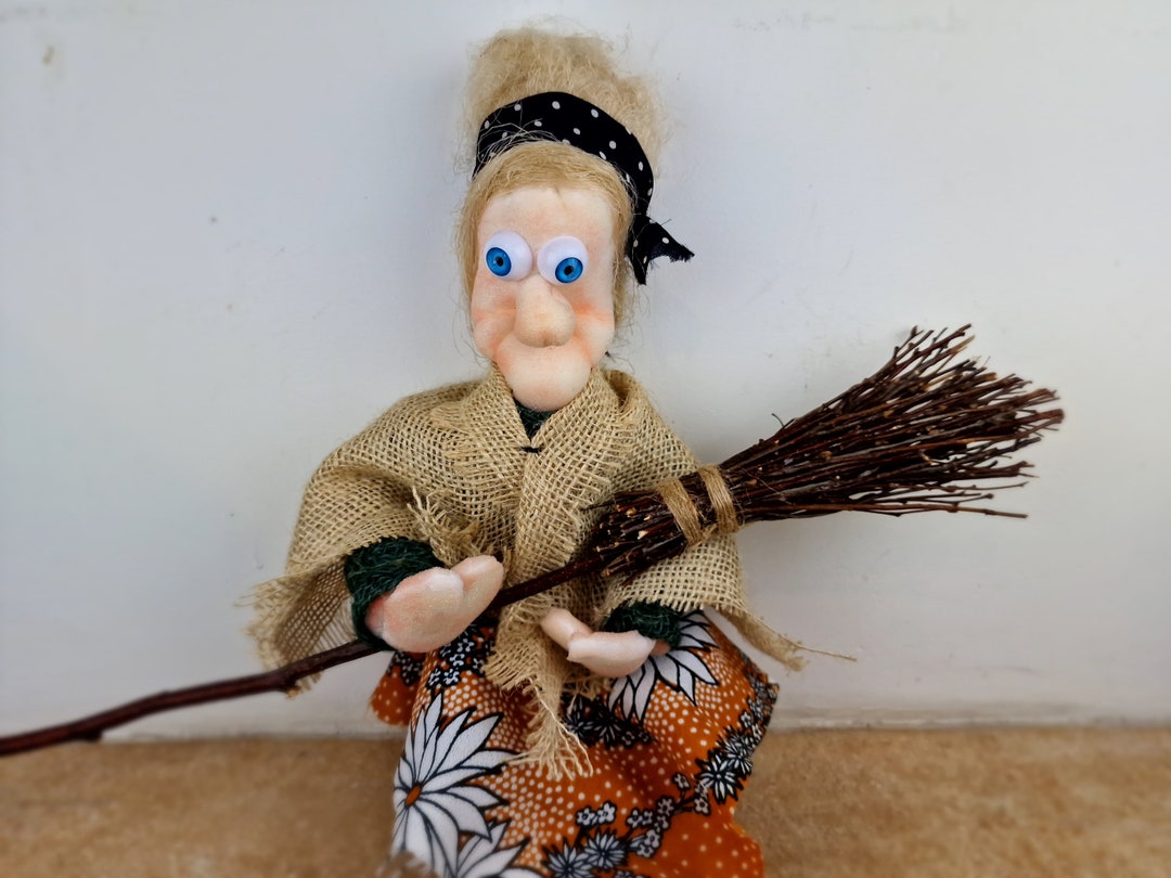 Handmade Witch Doll, Witch With Broom, Keeper of Home Peace, Halloween ...