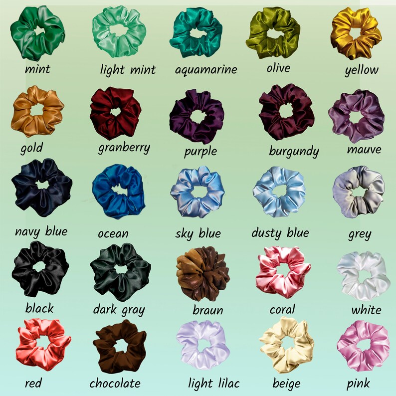 Dusty Blue Set of Satin Scrunchies for Bridesmaid Super Soft Hair Tie ...