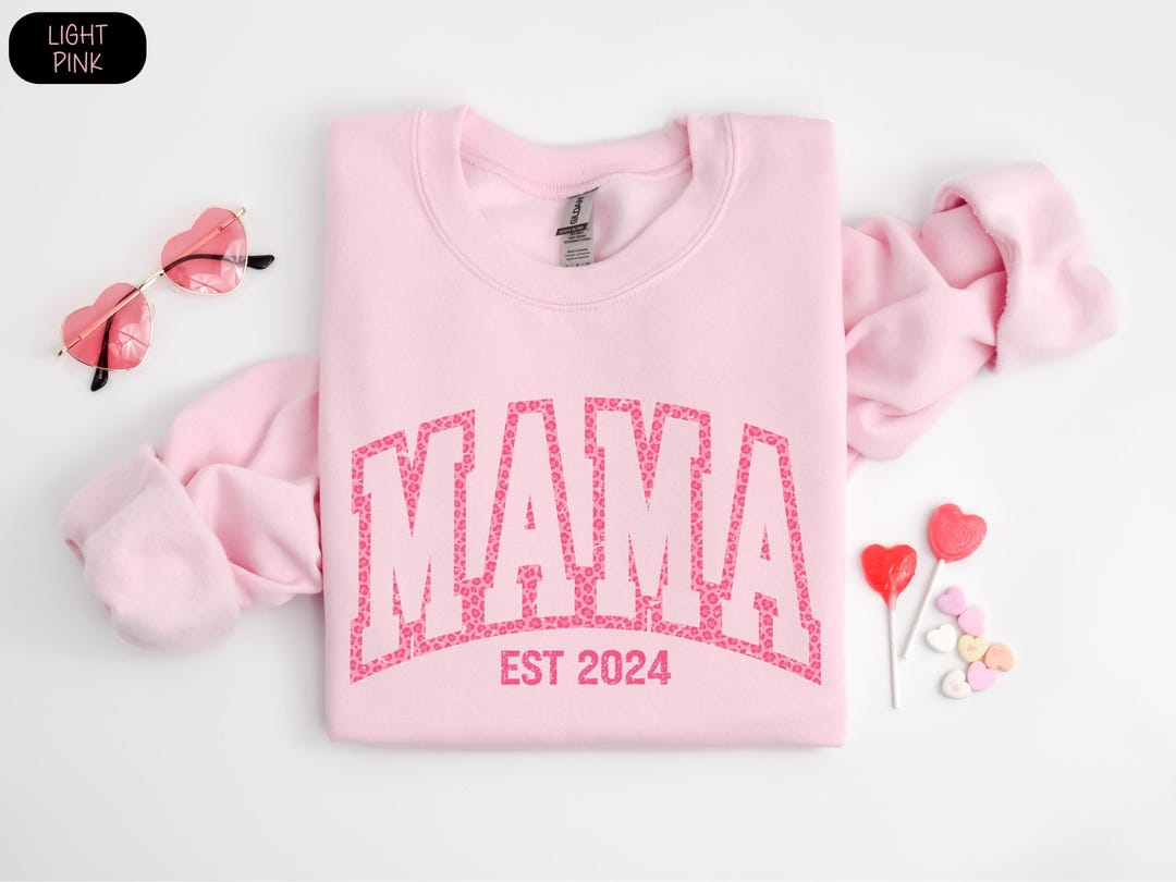 Custom Pink Leopard Mama Sweatshirt Retro Varsity Mama Sweater ...