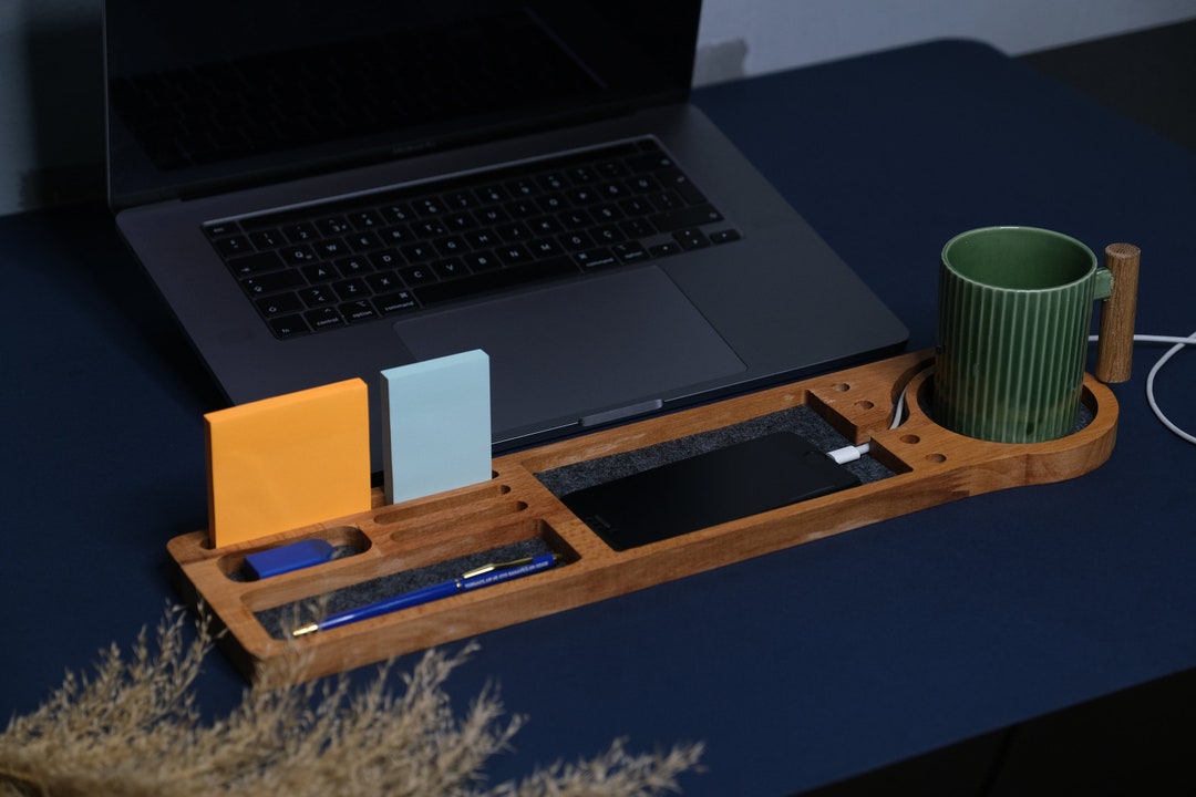 Wood Desk Organizer, Office Desk Accessories, Personalized, Keyboard ...