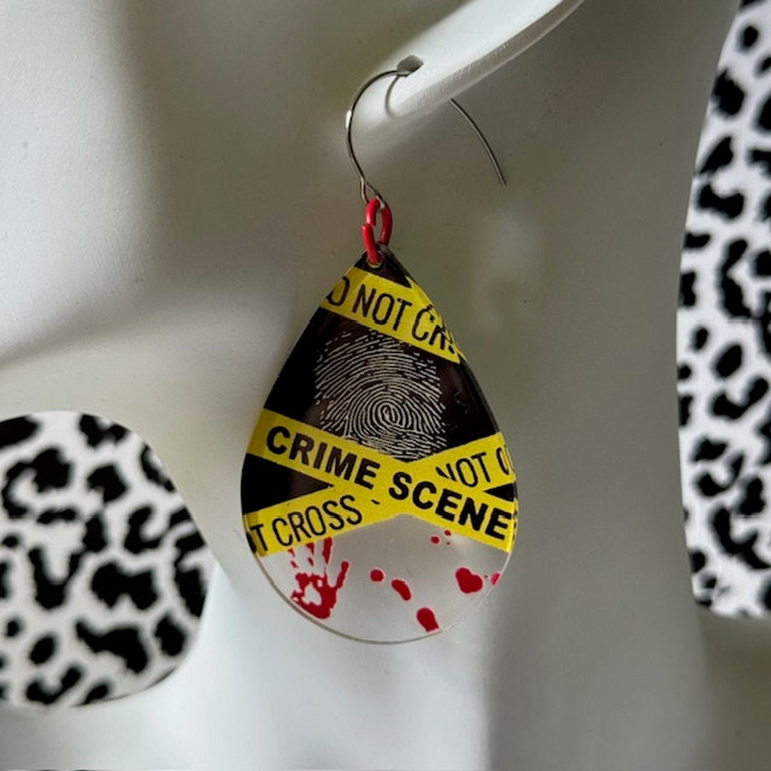 True Crime Scene Earrings, Goth Vibe Jewellery, Handmade Statement ...