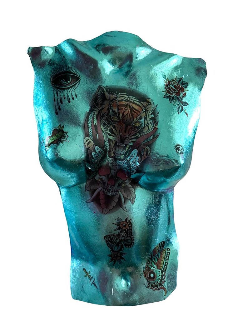 Female Torso Sculpture, Wall Art, Tattoo Art, Housewarming Gift, Unique ...