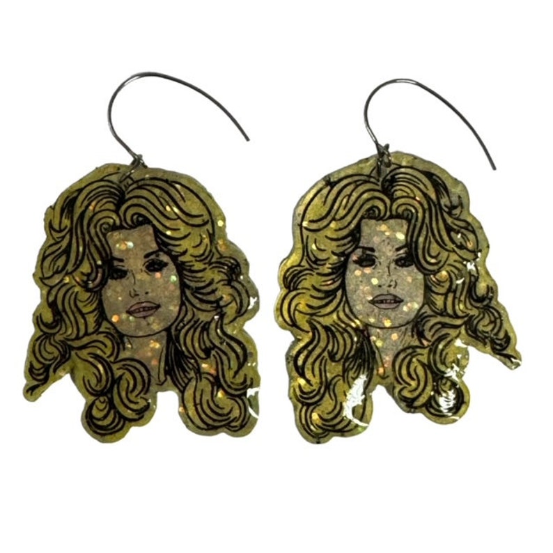 Dolly Parton Resin Earrings, Kitch Jewellery, Handmade Statement Jewellery, Festival Fashion ...