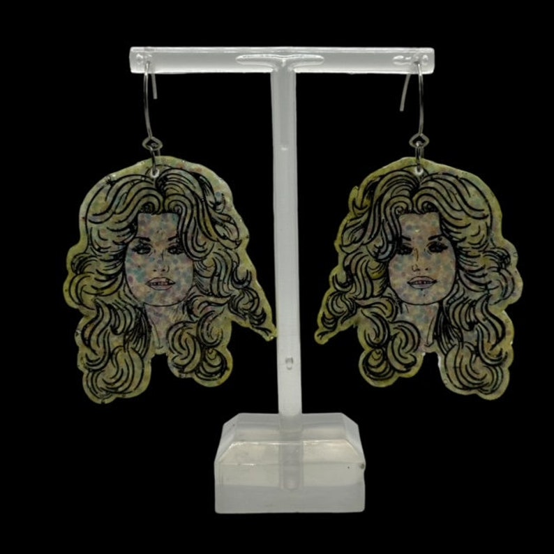 Dolly Parton Resin Earrings, Kitch Jewellery, Handmade Statement Jewellery, Festival Fashion ...