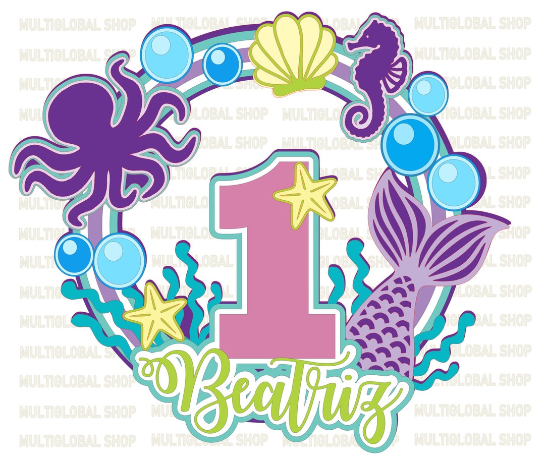 Mermaid Cake Topper Digital / Mermaid Topper SVG File - Etsy