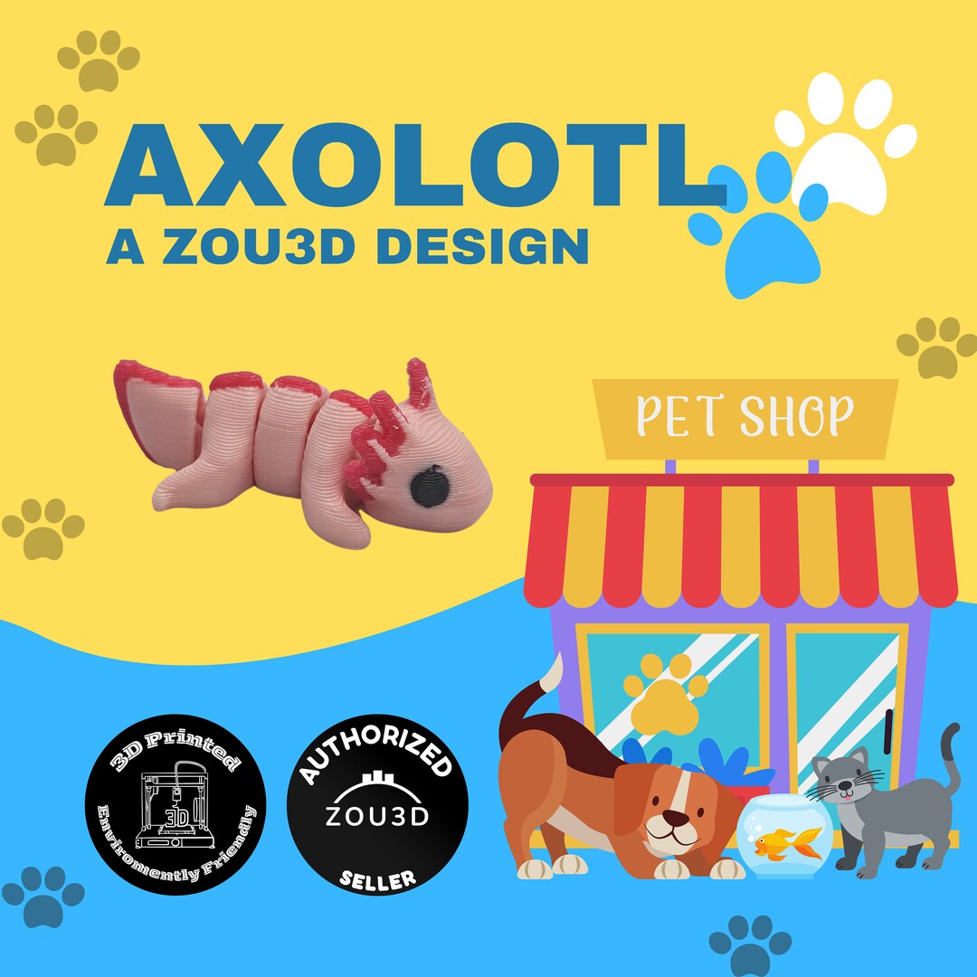Axolotl (zou3d Designs) - Articulating Animal Fidget Toy - Etsy