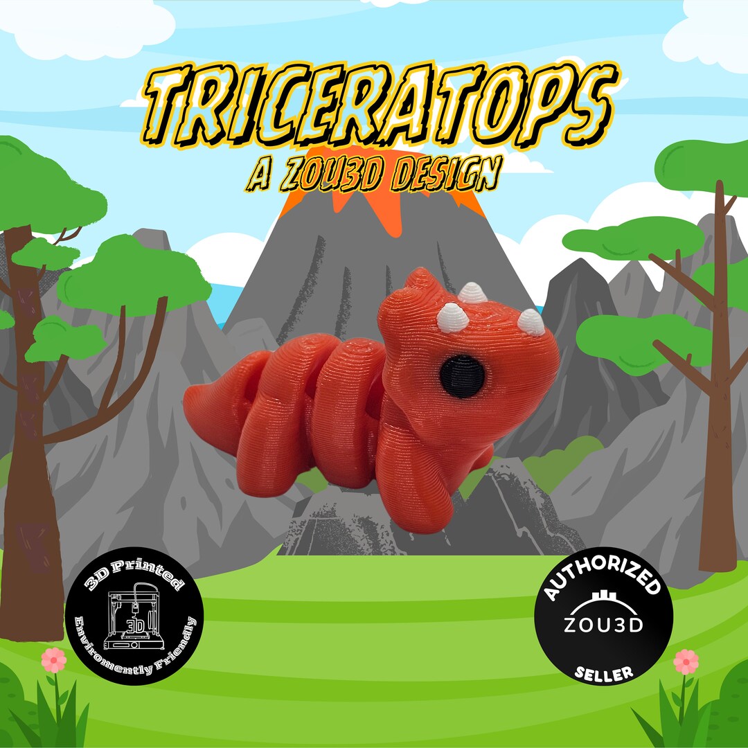 Triceratops (zou3d Designs) - Articulating Animal Fidget Toy - Etsy
