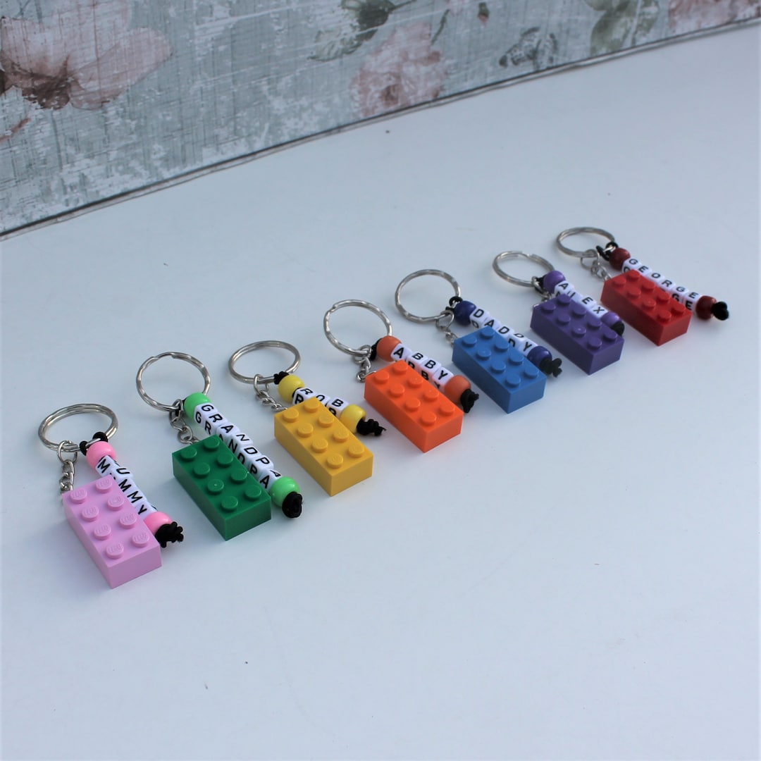 Personalised LEGO® Brick Keyring for Childrens Bags, Personalised ...