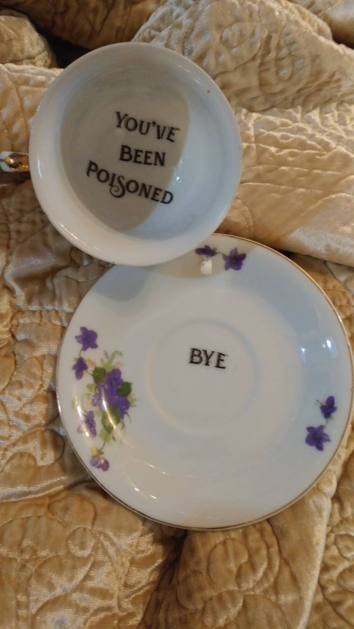 You've Been Poisoned Bye Teacup Saucer Altered China Gift - Etsy