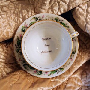 You've Been Poisoned Bye Teacup Saucer Altered China Gift Custom Purple ...