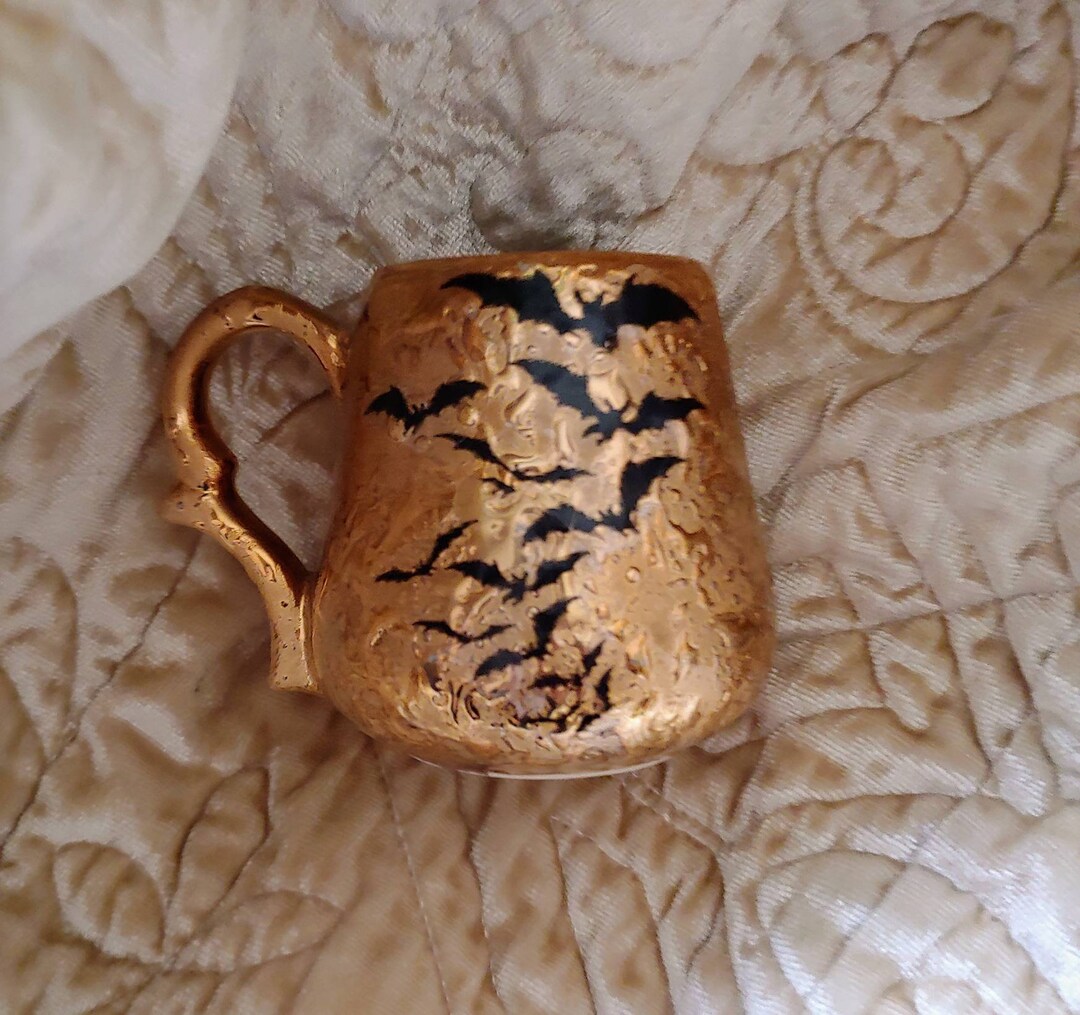 Bat Dracula Vampire Halloween Upcycled Vintage Teacup Espresso Gift ...