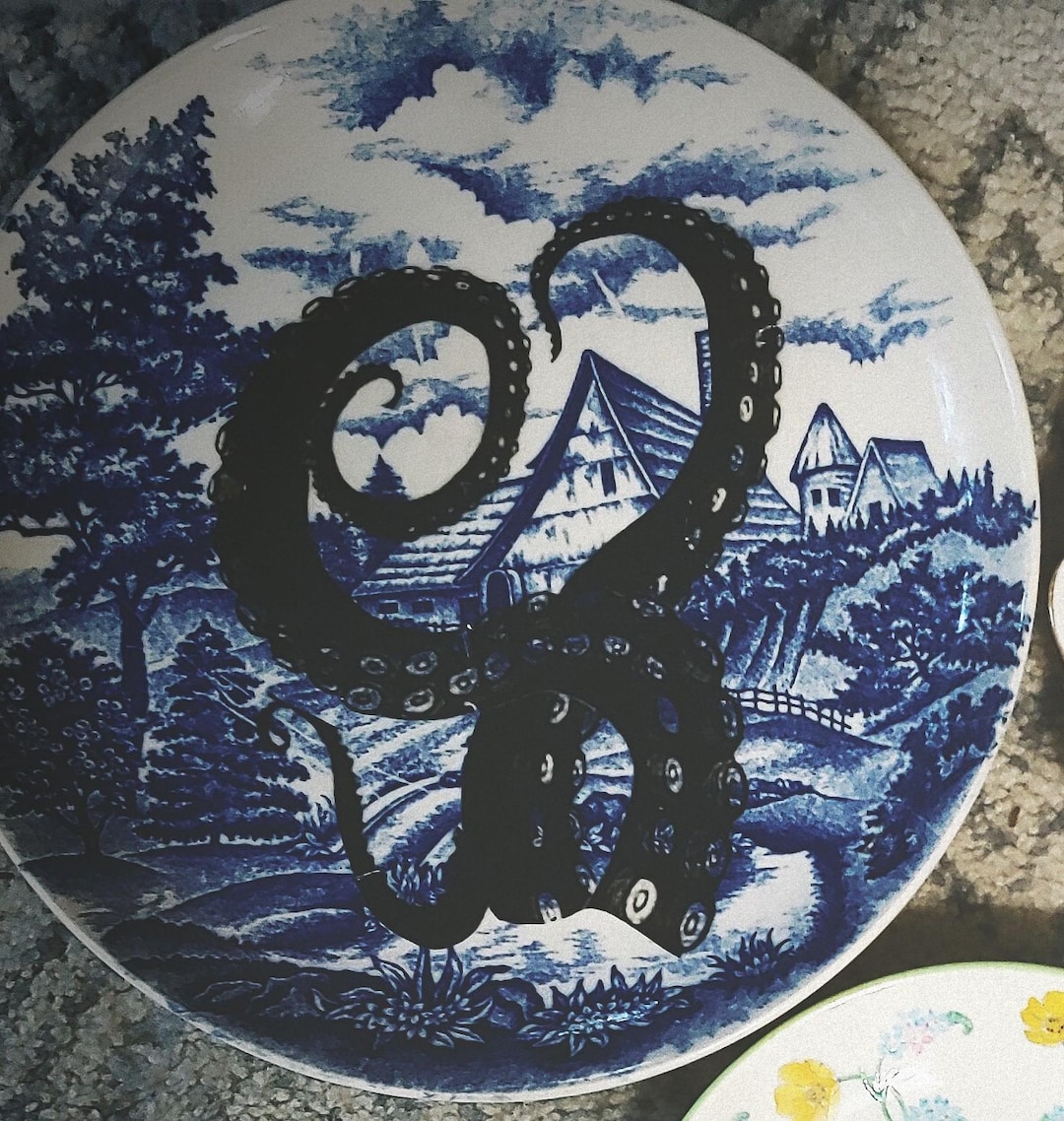 Kraken Tentacles Upcycled Cryptid Surprise Horror Plate - Etsy