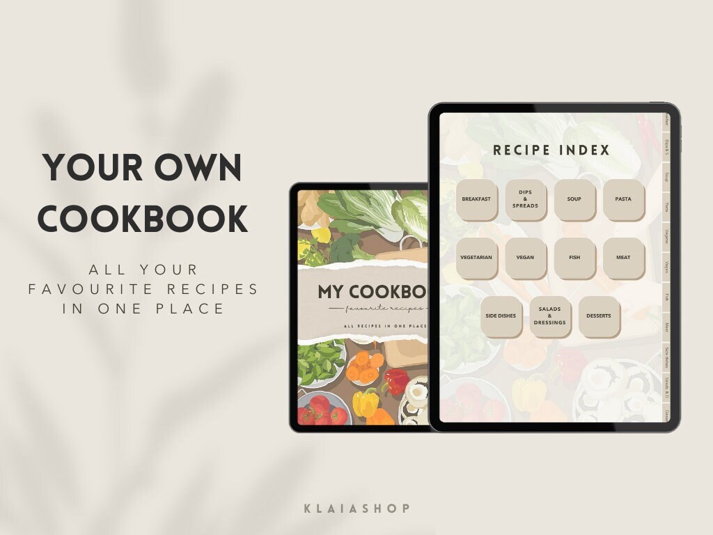Recipe Book Template, Digital Meal Template, Digital Recipe Cookbook ...