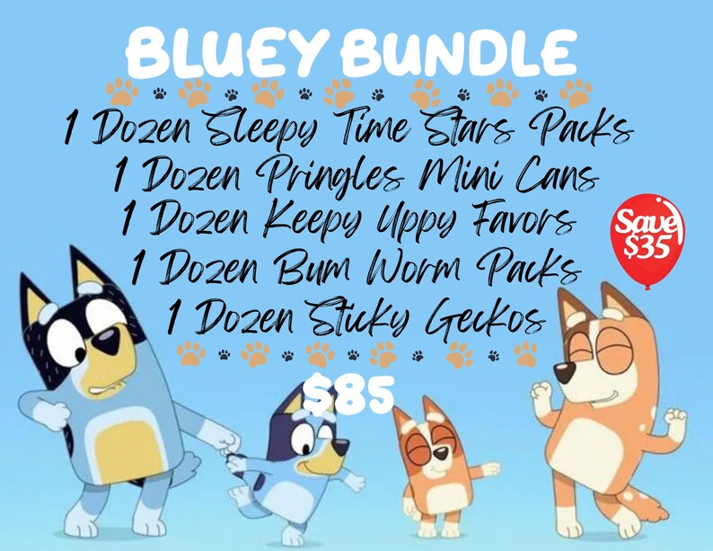 Bluey Custom Party Favor Bundle - Etsy