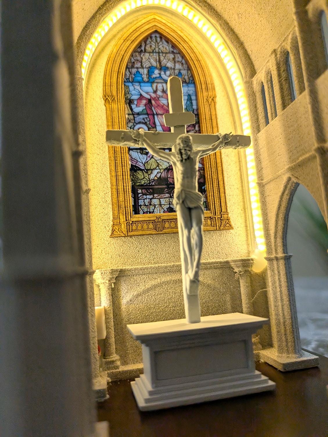 Mini Church Chapel Lamp – JESUS Crucifix, Stained-glass Style - Etsy