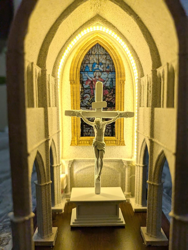 Mini Church Chapel Lamp – JESUS Crucifix, Stained-glass Style - Etsy
