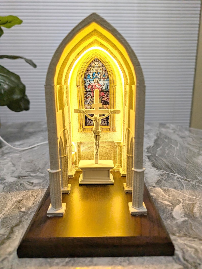 Mini Church Chapel Lamp – JESUS Crucifix, Stained-glass Style - Etsy