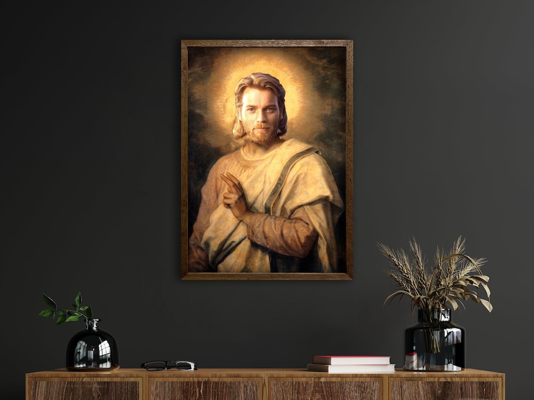 Jesus Canvas Wall Art Decor,obi Wan Kenobi,space Jesus Oil Painting ...