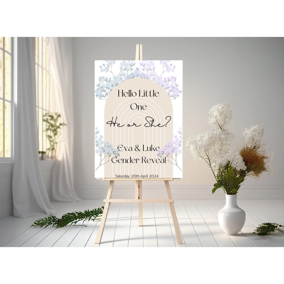 Digital Printable Modern Hello Little One Gender Reveal Party Welcome ...